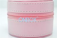 China Custom Pink Travel Jewelry Case Tube Shape Zipper Box 83x60mm Divided Rooms for sale