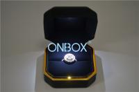 China Black PU LED Light Up Ring Box Octagon Shape 75x75x43mm Velvet Interior for sale