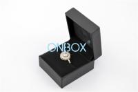 China Customized Small Jewelry Gift Boxes / Black Leather Ring Packaging Box for sale