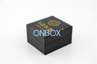 China Customized Small Jewelry Gift Boxes / Black Leather Ring Packaging Box for sale