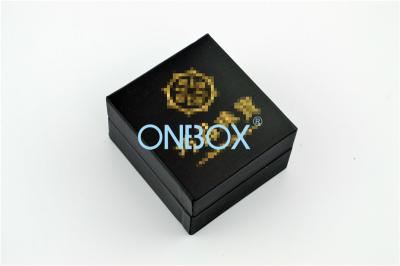 China Customized Small Jewelry Gift Boxes / Black Leather Ring Packaging Box for sale