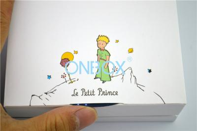 China Le Petit Prince Jewelry Set Box 120x120x40mm Cardboard Rotating Lid Necklace Ring Case for sale