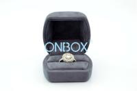 China Handmade Dark Blue Velvet Jewelry Box 65x60x45mm for Finger Ring Suede Display Box for sale