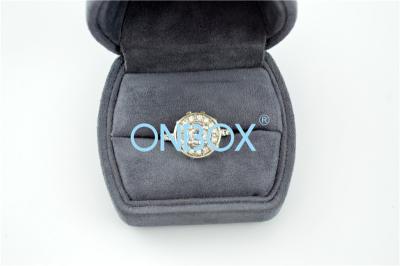 China Handmade Dark Blue Velvet Jewelry Box 65x60x45mm for Finger Ring Suede Display Box for sale