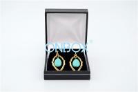 China Black Square Jewelry Box for Eardrops 63x68x28mm with Gold Foil Printing for sale