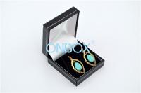 China Black Square Jewelry Box for Eardrops 63x68x28mm with Gold Foil Printing for sale
