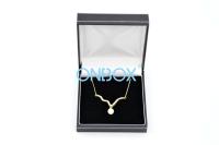 China Black Leatherette Paper Jewelry Packaging Boxes For Ladies for sale