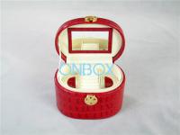 China Ladies Crocodile PU Jewelry Storage Box 170x115x120mm with Mirror and Handle for sale