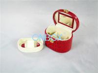 China Ladies Crocodile PU Jewelry Storage Box 170x115x120mm with Mirror for Travel for sale
