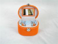 China Orange Canvas Cardboard Cosmetic Packaging With Mirror Inside for sale