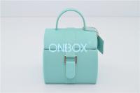 China Mini Cardboard Jewelry Gift Box with Magnet Closure 110x100x150mm Light Blue PU for sale
