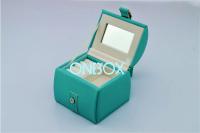 China Mini Cardboard Jewelry Gift Box with Magnet Closure 110x100x150mm Light Blue PU for sale