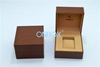 China Brown Faux Leather Watch Box 130x130x90mm with Hard Pillow Customizable for sale