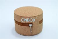 China Brown Faux Leather Tube Jewelry Box Zippered 82x60mm Travel Case for sale
