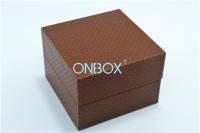 China Brown Faux Leather Watch Box 130x130x90mm with Hard Pillow Customizable for sale