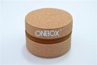 China Round Faux Leather Zippered Jewelry Box 82x60mm Travel Case Custom Logo for sale