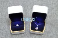 China High Gloss White LED Jewelry Box 65x65x55mm with Gold Electroplated Edges for Pendant Display for sale