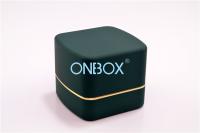 China Dark Green Rubber Touch LED Ring Box 65x65x55mm for Jewelry Display for sale