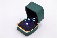 China Dark Green Rubber Touch LED Ring Box 65x65x55mm for Jewelry Display for sale