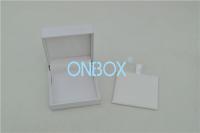 China White Leatherette Hinge Jewelry Box 89x89x38mm for Pendants Custom Logo for sale
