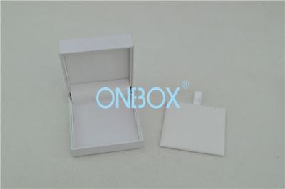 China White Leatherette Hinge Jewelry Box 89x89x38mm for Pendants Custom Logo for sale