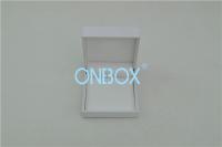 China White Leatherette Hinge Jewelry Box 89x89x38mm for Pendants Custom Logo for sale