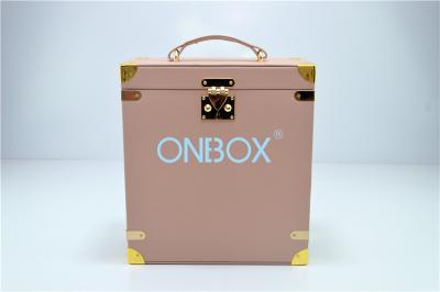 China Gold Metal Lock PU Leather Jewelry Case 245x155x155mm Custom Insert Travel Box for sale