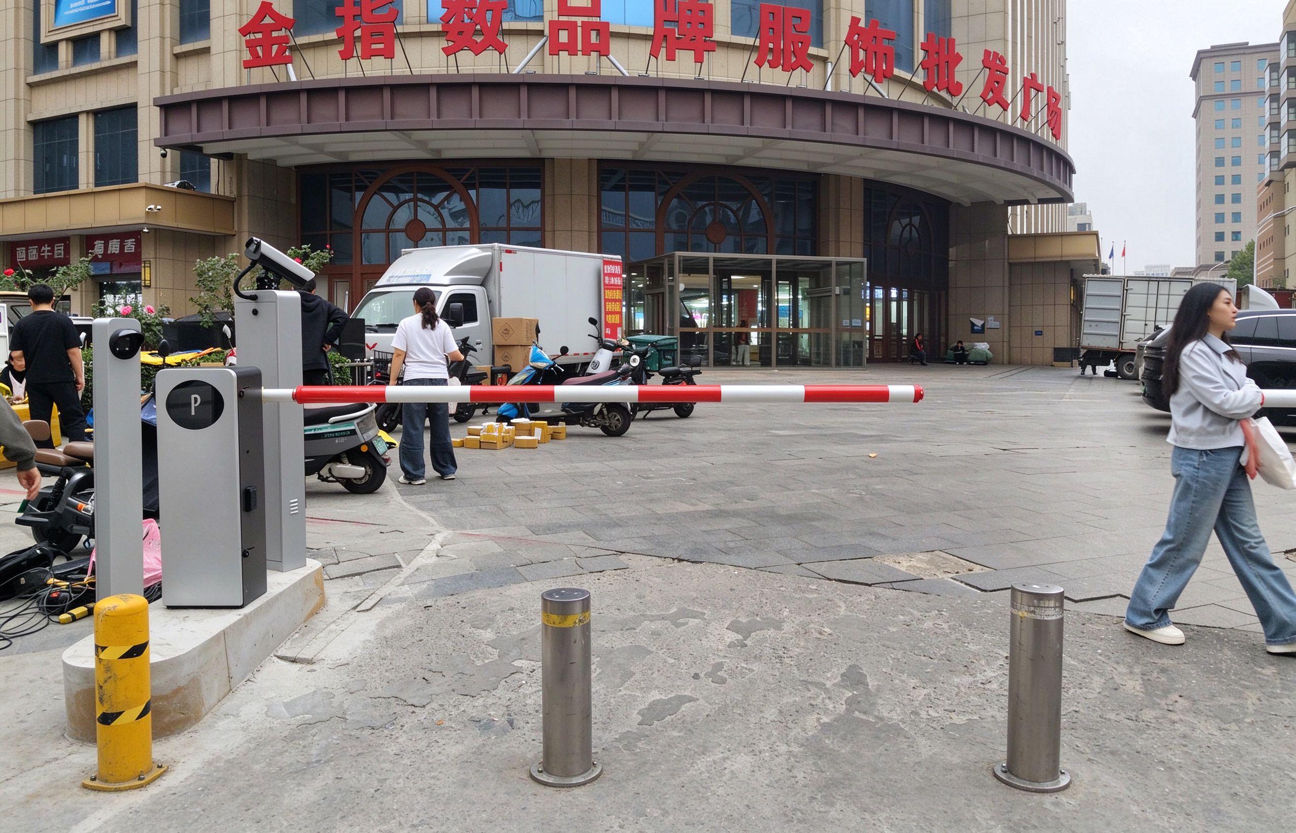 Close-up of boom barrier and LPR camera