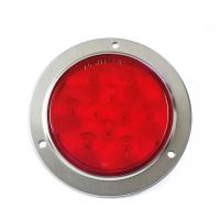China Flange Mount 4Inch Round Red Stop Turn Tail Light with Stainless Steel Ring Waterproof 12V DOT Rear Lamp for Truck Trailer Van for sale