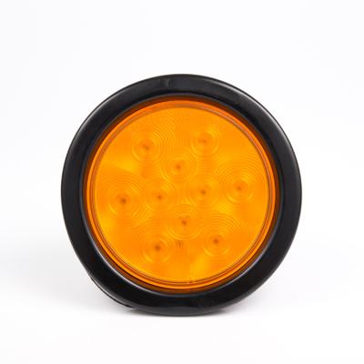 China 4 Inch 10LED Round Amber Turn Signal Tail Light Grommet Flush Mount with Plug IP67 Trailer Lights for RV Truck Trailers for sale