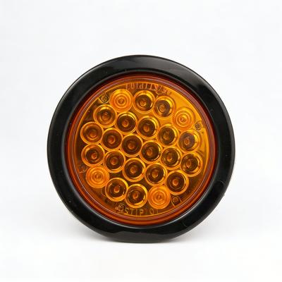China 4 Inch Round Amber Red Lights 24 LED Trailer Tail Lights Truck Towing Trailer Stop Turn Tail Lights 12-30V Waterproof w/Grommets for sale