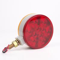 China 4 Inch Amber Red Round Dual-Face Pedestal Fender Light with Stud Mount 20 LED Stop Turn Tail Signal Trailer Light for Semi Truck for sale