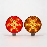 China 4 Inch Amber Red Round Dual-Face Pedestal Fender Light with Stud Mount 20 LED Stop Turn Tail Signal Trailer Light for Semi Truck for sale