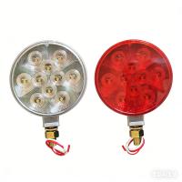 China 4 Inch Amber Red Round Dual-Face Pedestal Fender Light with Stud Mount 20 LED Stop Turn Tail Signal Trailer Light for Semi Truck for sale