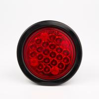 China 4Inch Round 24 LED Stop Turn Tail Lamp Grommet/Chrome/Flange/Metal Bracket Mount Rear Lamp with Plugtail Fit for Heavy Duties for sale