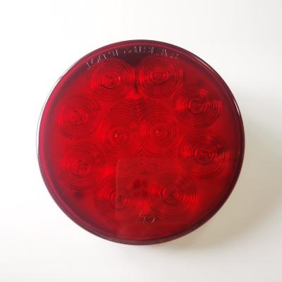 China 4 Inch Round LED Stop Turn Tail Lamp 12V LED Red 10 Diodes 3 Male Pin Grommet Mount Rear Brake Lamp for Truck Trailer for sale