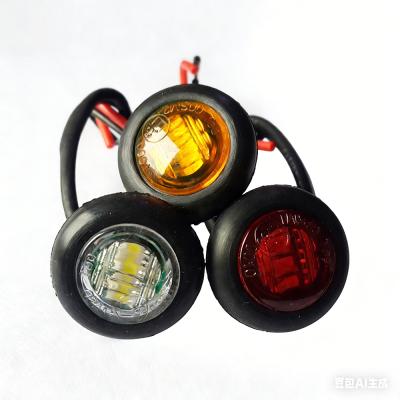 China E-mark 12v/24v Mini 3/4'' Round Polycarbonate Grommet Mount 3 Leds Side Marker Light for Trailers Trucks Made in China for sale