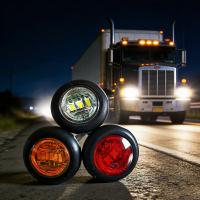 China E-mark 12v/24v Mini 3/4'' Round Polycarbonate Grommet Mount 3 Leds Side Marker Light for Trailers Trucks Made in China for sale