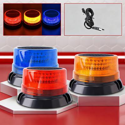 China Solar Powered Warning Light Flash Strobe Light Strong Magnetic LED Roof Light Tower Crane Heavy Duty Truck Safety Signal Light for sale