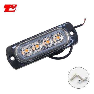 China ZB Car Accessories High Quality 4 LED Strobe Light 10-30V Multiple Modes Flash Side Lights for Truck Trailer Van RV SUV for sale