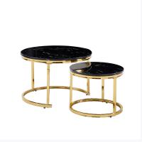 China Round Slate Top Custom Coffee Tables Stainless Steel  Easy Clean for sale