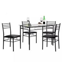 China ODM Home Furniture Dining Room Sets Rectangle Glass Dining Table And 4 Chairs Set for sale