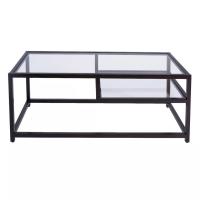 China Retro Tempered Glass Table Metal Legs Home Furniture Rectangle Shape for sale