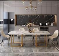 China Square Faux Marble Dining Table 6 Chairs Light Luxury Style For Home Furniture for sale