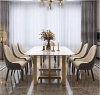 China Square Faux Marble Dining Table 6 Chairs Light Luxury Style For Home Furniture for sale