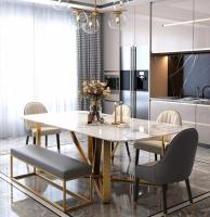China Square Faux Marble Dining Table 6 Chairs Light Luxury Style For Home Furniture for sale