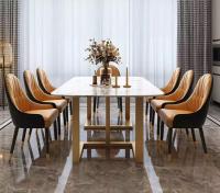 China Square Faux Marble Dining Table 6 Chairs Light Luxury Style For Home Furniture for sale