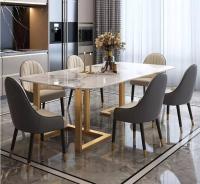 China Square Faux Marble Dining Table 6 Chairs Light Luxury Style For Home Furniture for sale