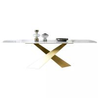 China Light Luxury Italian Furniture Dining Table 220*120*75cm Rock Board Dining Table for sale