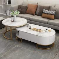 China Adjustable TV Stand Coffee Table Set 70*70*43cm Living Room Center Table With Storage for sale